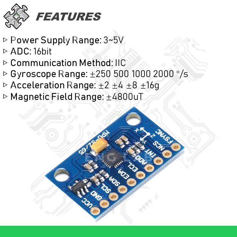 Yzz> 9-Axis Attitude Three-Axis Electronic Compass Acceleration ...
