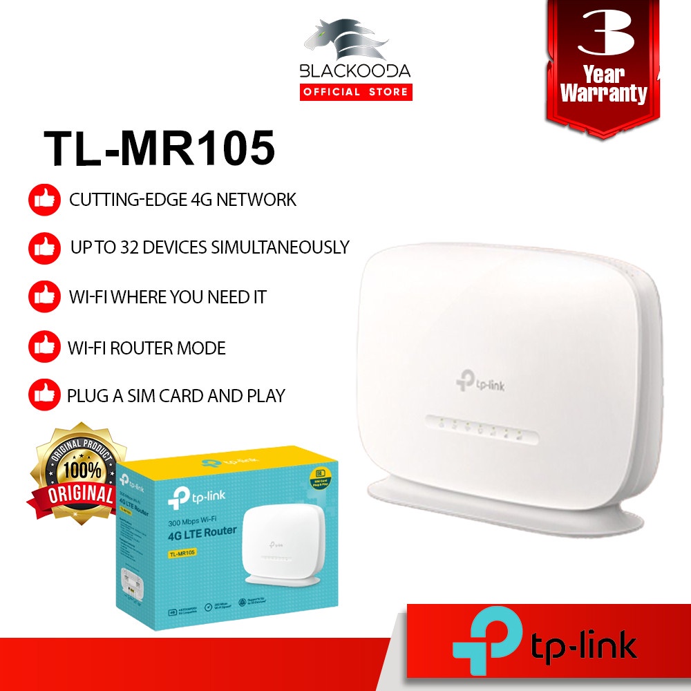 TP-Link TL-MR105 Wireless N300 4G LTE Router Sim Modem Router | Shopee ...