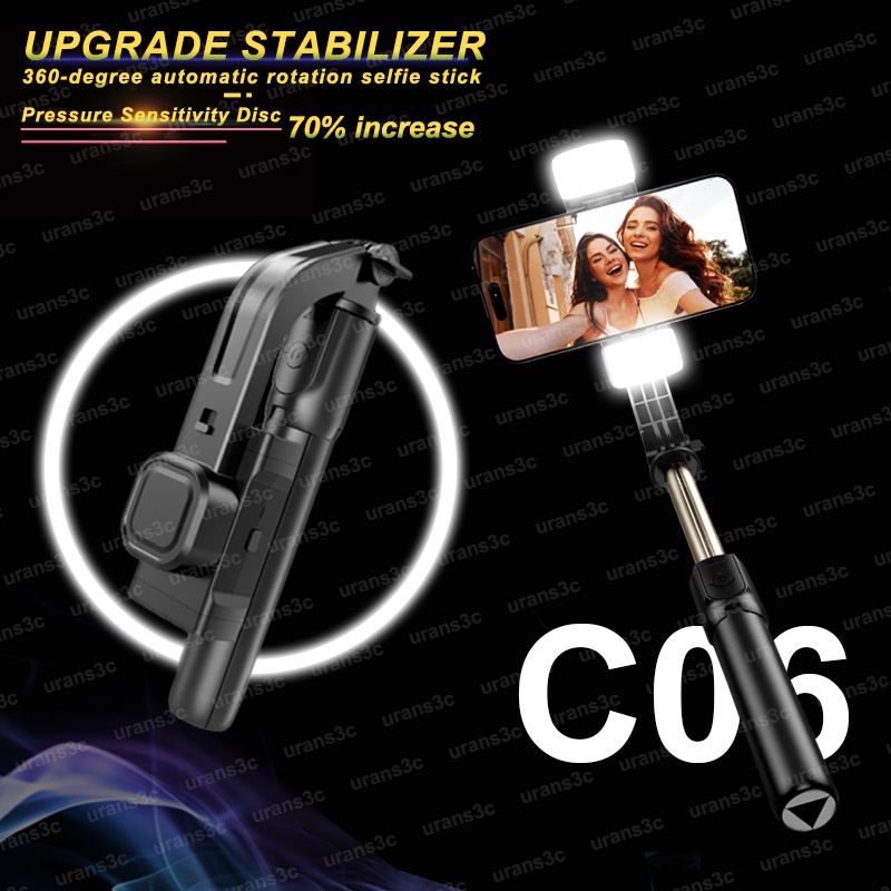 C06 Single-Axis Stabilizer With Fill Light Handheld Gimbal Stabilizer Video Record Phone Gimbal ...