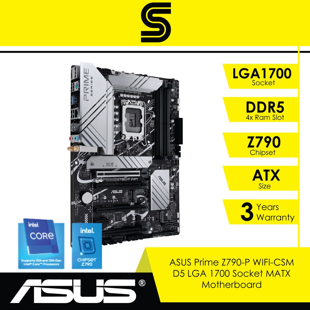 ASUS Prime Z790-P WIFI-CSM DDR5 LGA 1700 Socket MATX Motherboard ...