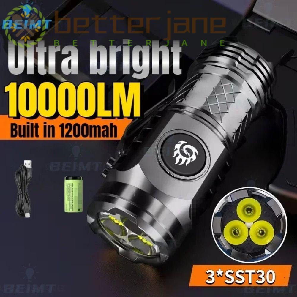 BETTER-JANE Mini Flashlight, Super Strong Illumination 5 Gear Thumb ...