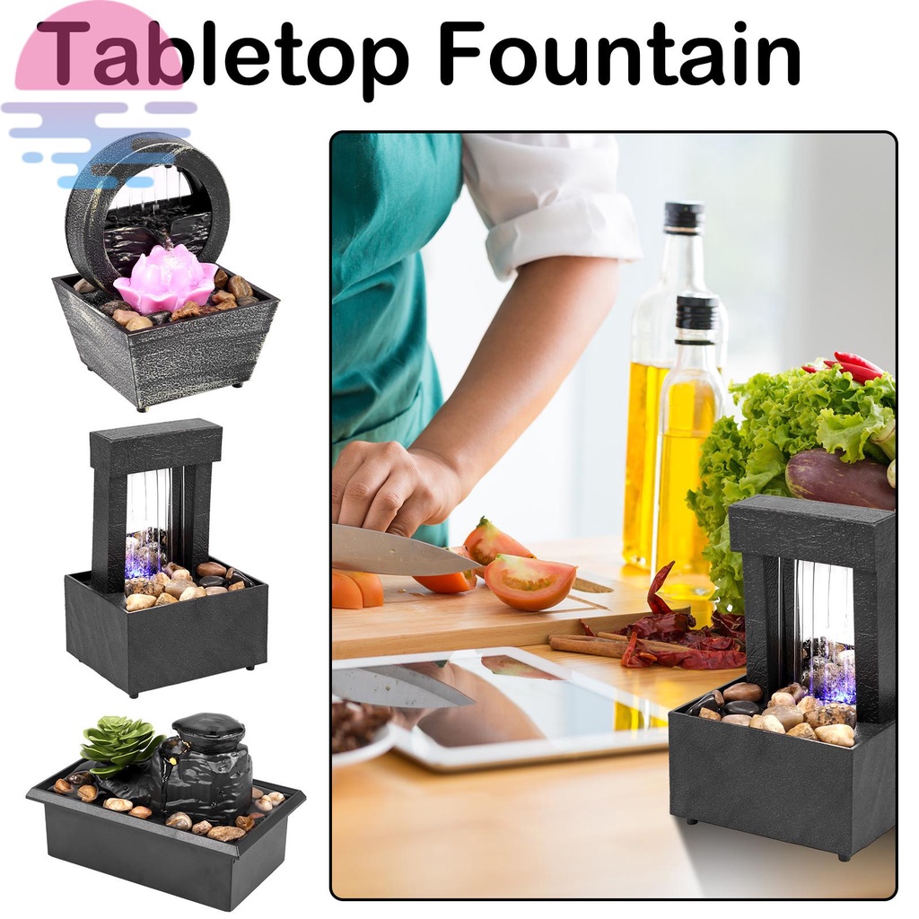 Tabletop Fountain with Light Battery/USB Operated Mini Indoor Water ...