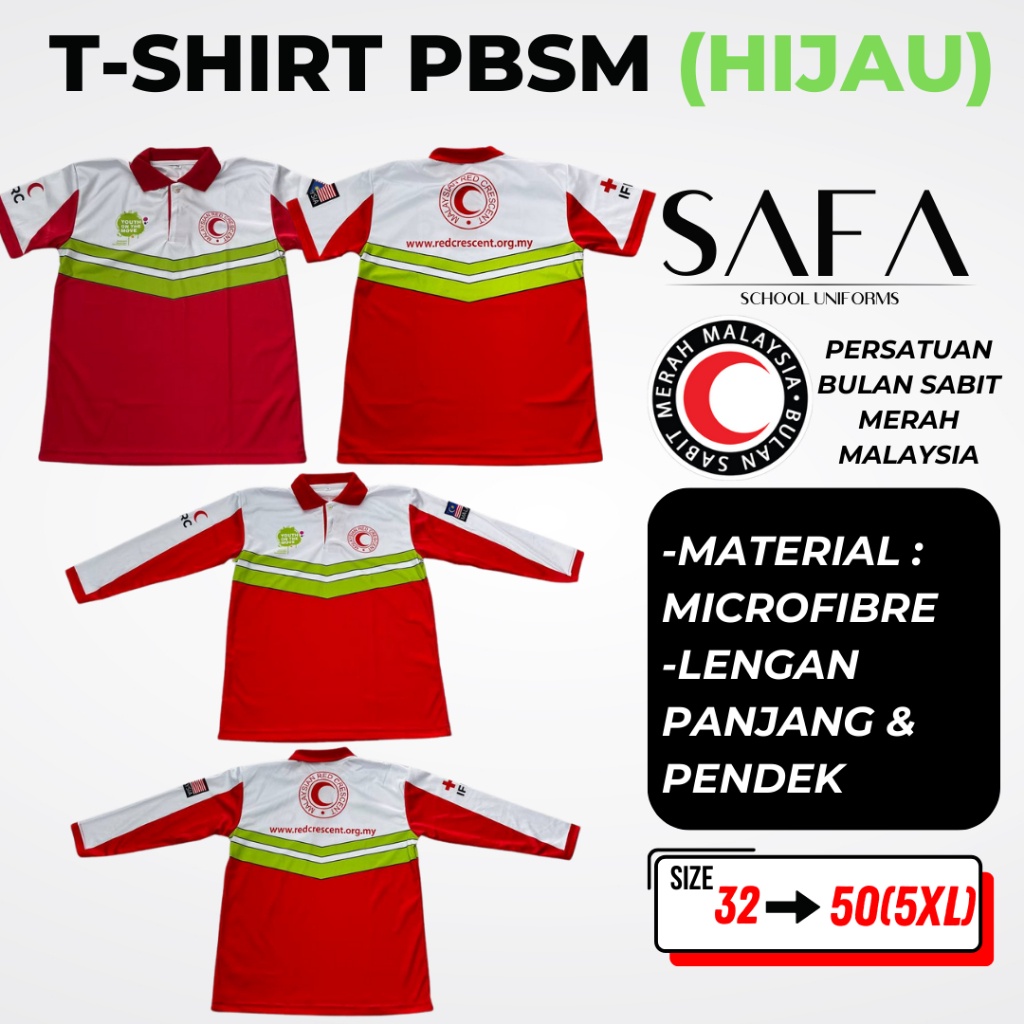 Baju Tshirt Bulan Sabit Merah Malaysia BSMM PBSM Baru Hijau Sekolah ...