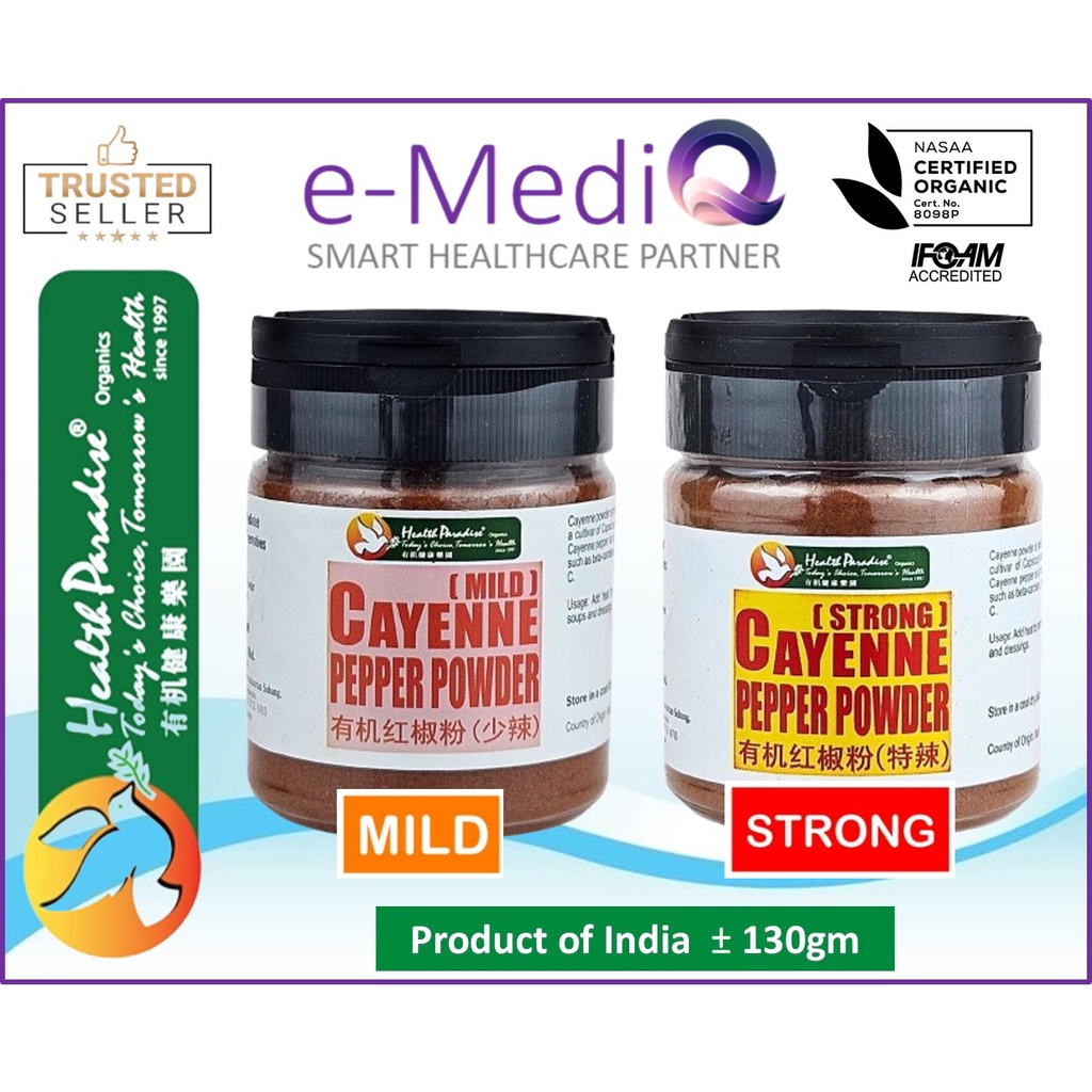 Health Paradise Organic Cayenne Pepper Powder [MILD/ STRONG] 130g ...