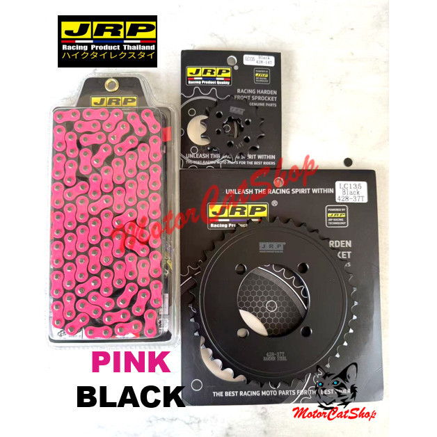 Rantai JRP (Pink 132L) Sprocket JRP (Black 428H) Set Yamaha LC135 / RXZ ...