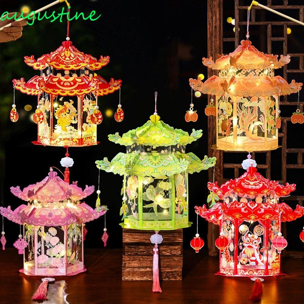AUGUSTINE New Year Portable Lantern, Cartoon Ancient Chinese Luminous ...