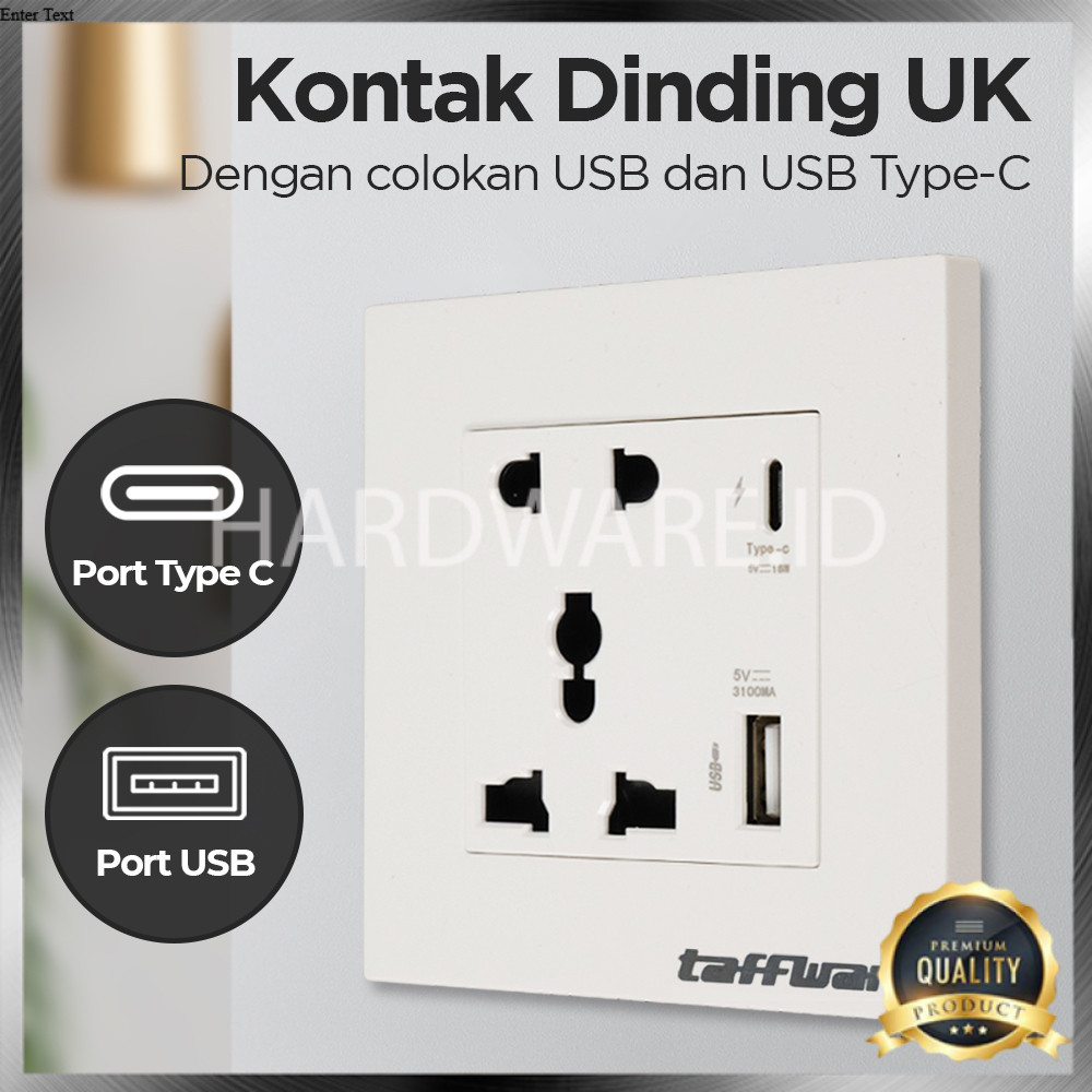 (HI) Uk Wall Mounted Socket 2 Port USB Type-C Socket | Shopee Malaysia