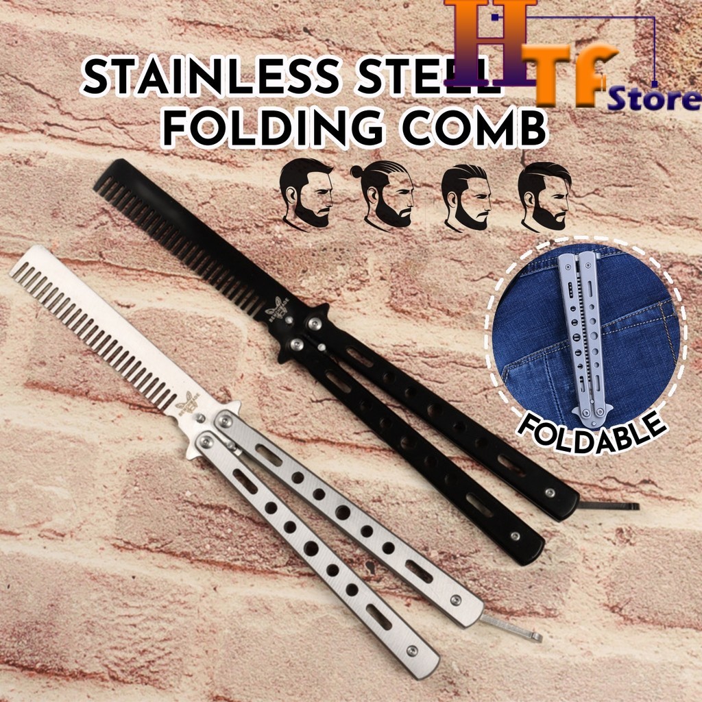Stainless Steel Butterfly Comb Portable Hair Comb Tool Foldable Comb ...