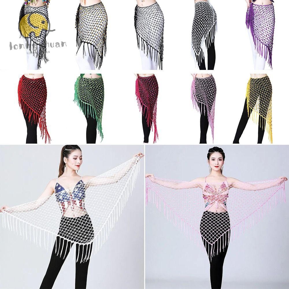 LONNGUVO Belly Dance Hip Scarf, Sequins Tassel Belly Dance Costumes ...