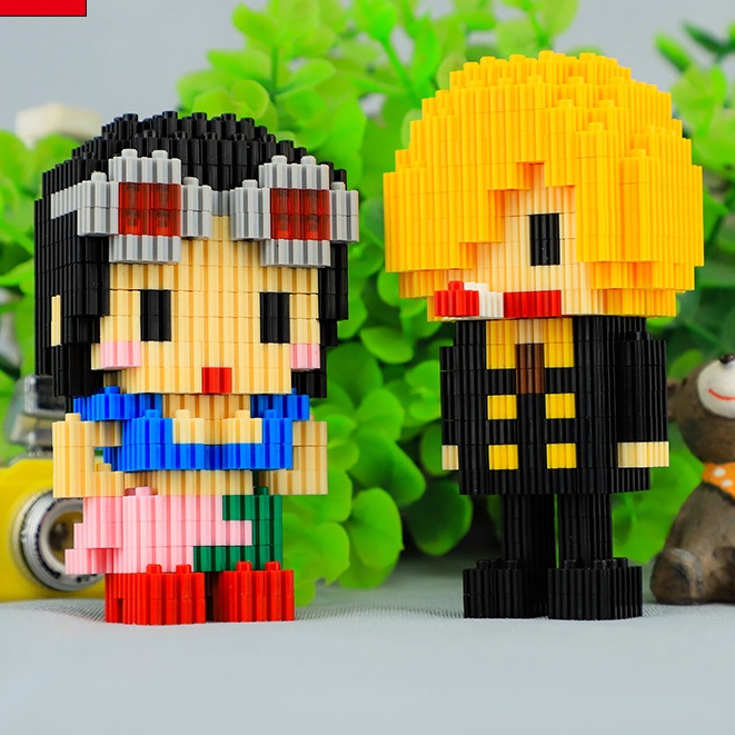 【ONE PIECE / NARUTO】Mini Building Block Luffy Zoro Sasuke Cute Cartoon ...