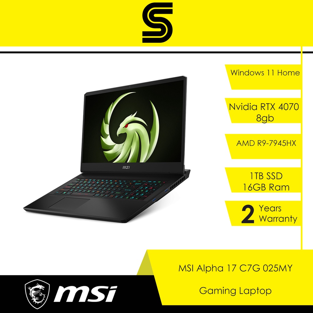 MSI Gaming Laptop Alpha 17 C7VG 025 17.3 Inch QHD IPS 240Hz Gaming ...