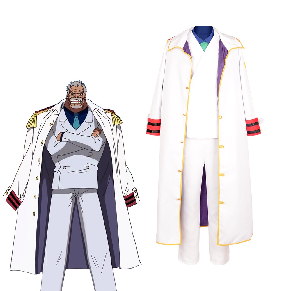 One Piece cos suit Admiral Karp cos Luffy Grandpa Cloak Full Set Anime ...