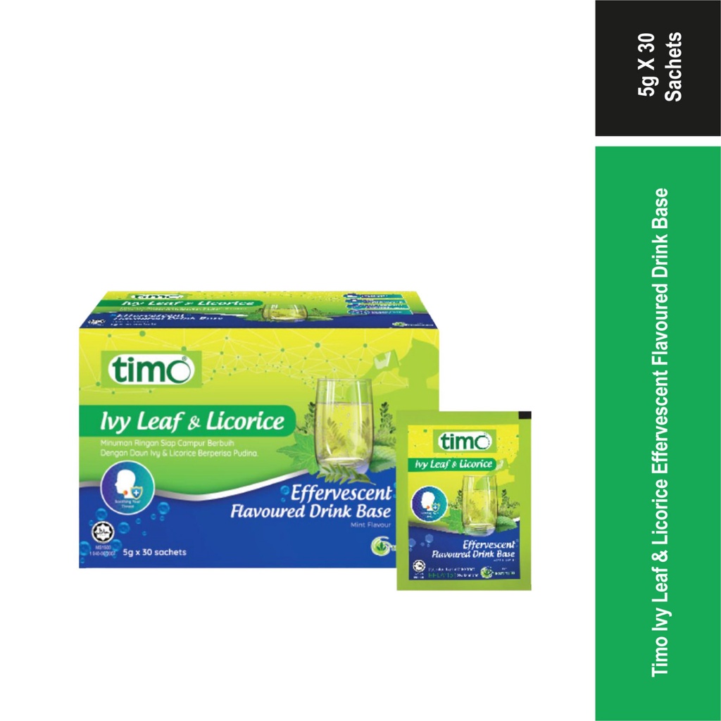 TIMO IVY LEAF & LICORICE EFFERVESCENT FLAVOURED DRINK BASE 5G X 30 ...