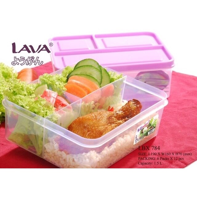LAVA Lunch Box (3 Tray) 1.5 Litre LBX784 BPA Free with Fork & Spoon ...