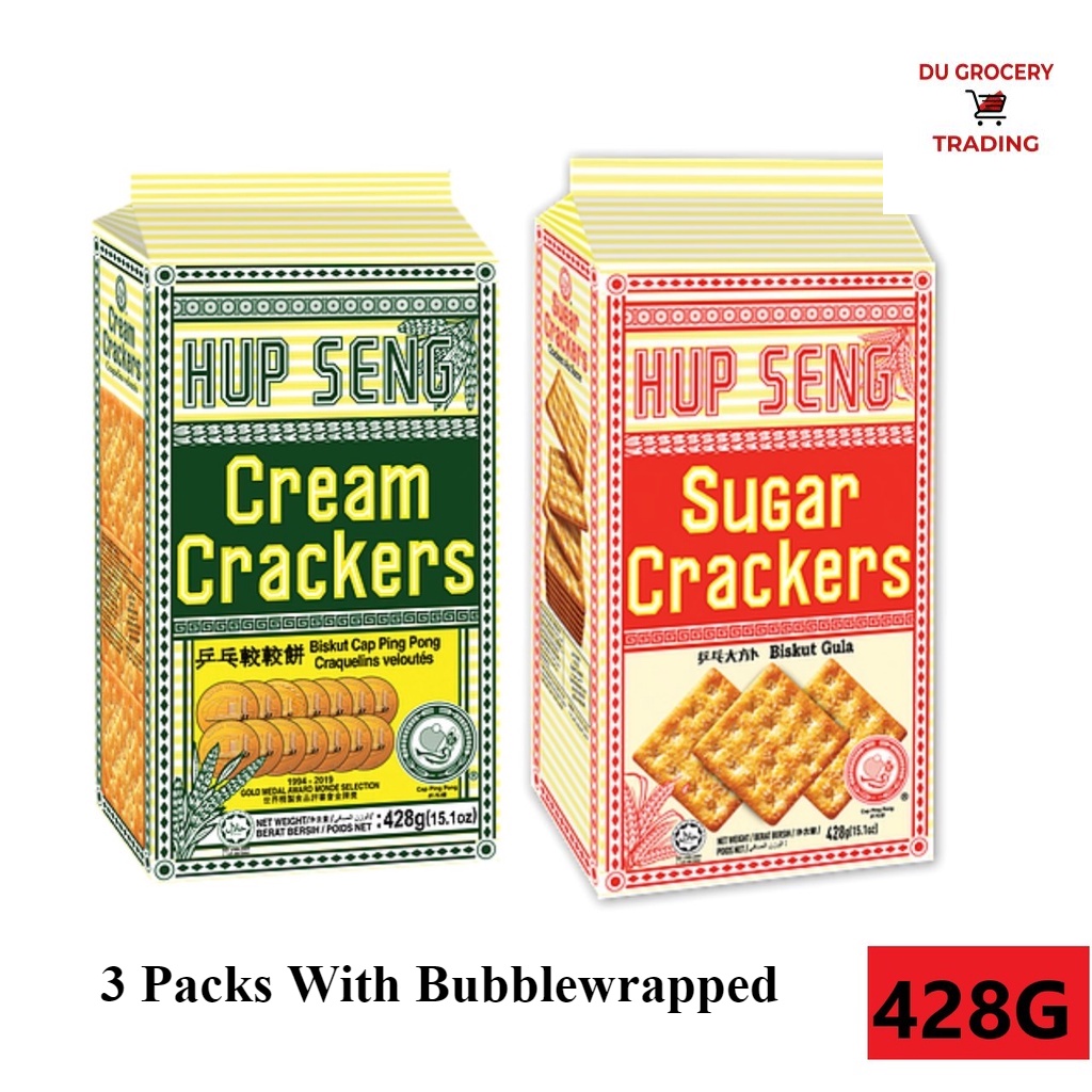 HUP SENG Cream Crackers / Sugar Crackers Biscuit 428g x 3 Packs with ...