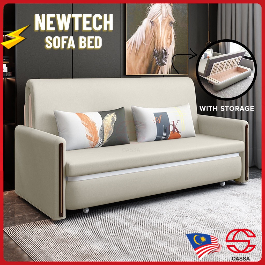 Cassa NEWTECH Multifunction Fabric Sofa Bed with Pullable Queen Size ...