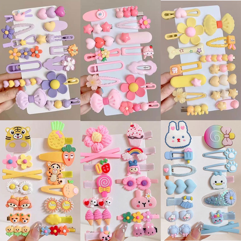 14-piece Set of Colorful Hair Clips for Children Cartoon Cute Little ...
