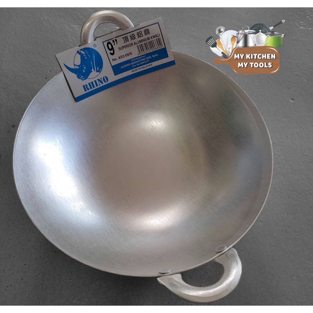 Rhino Double Handle Superior Aluminium Mini Wok 9inches / kuali mini ...