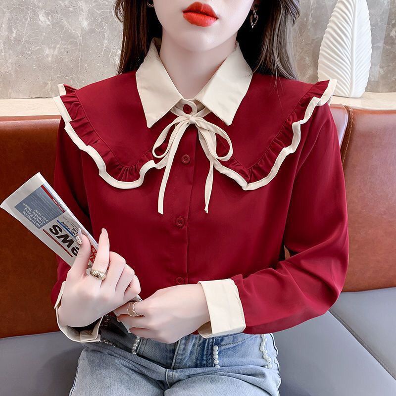 Stringy Selvedge Shirt Women's Spring and Autumn French Style Retro ...