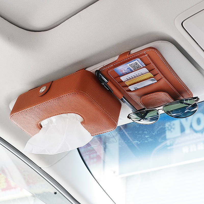 Car Glasses Clamp Box Tissue Box for Car Car Tissue Box Cover Sun Visor ...
