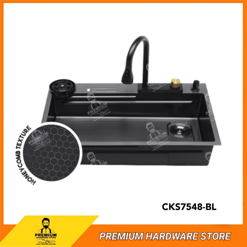PREMIUM Multifunctional Kitchen Sink CKS7548-BL Modern Stainless Steel ...