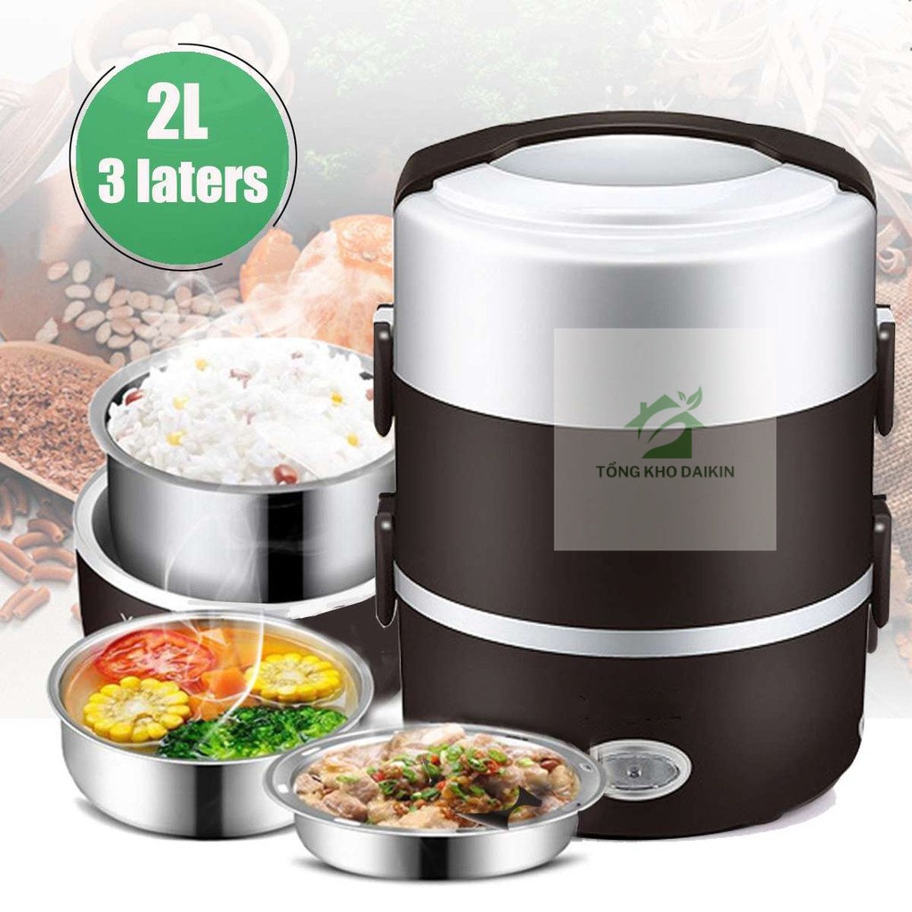 3-layer plug-in lunch box with 304 stainless steel interior, 3-layer ...
