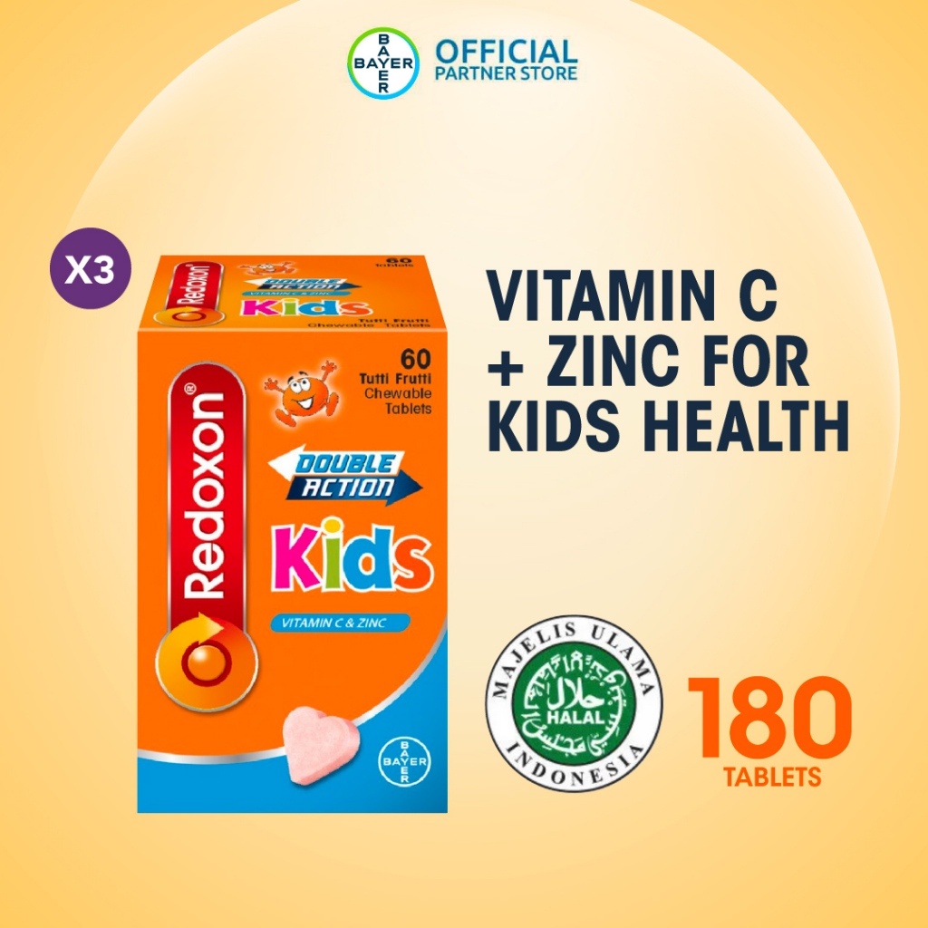 Redoxon Kids Double Action Chewable Tablets (3 Packs x 60 Tablets ...