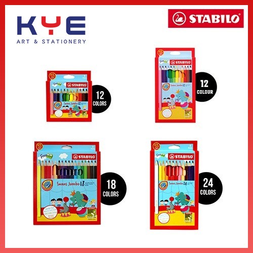 [ Jumbo ] Stabilo Jumbo Colour Pencil 12 Short 12 Long 18 Long 24 Long ...