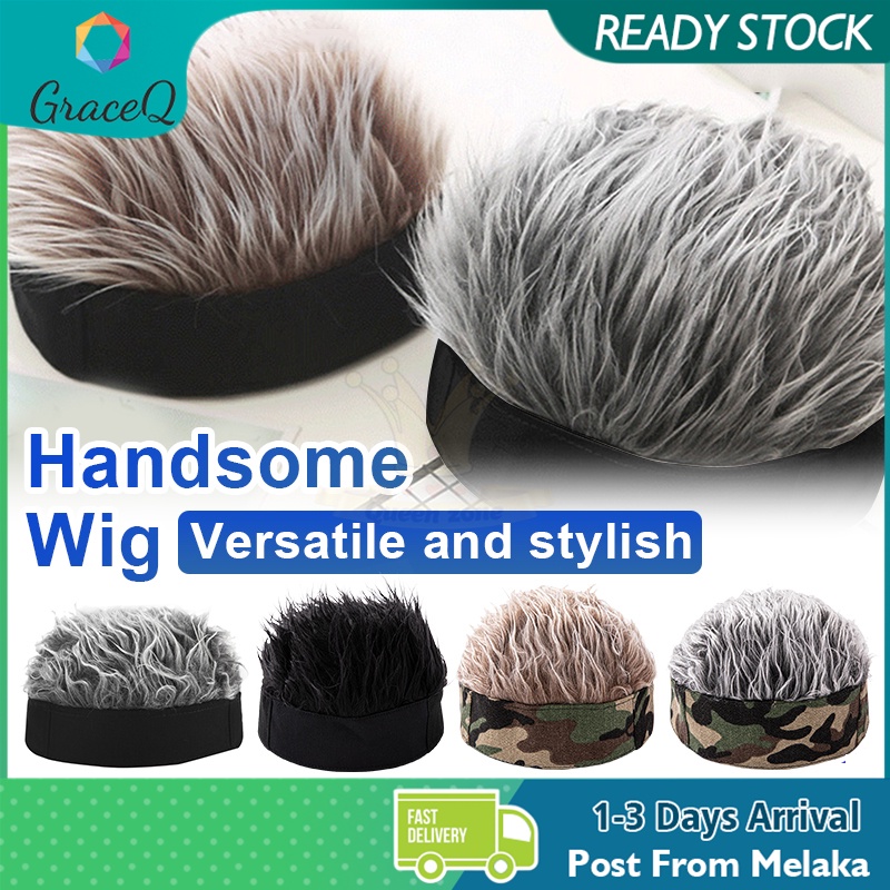 [2024] Wig Cap Men Hat Handsome Simulation Wig Short Hair Sun Visors ...