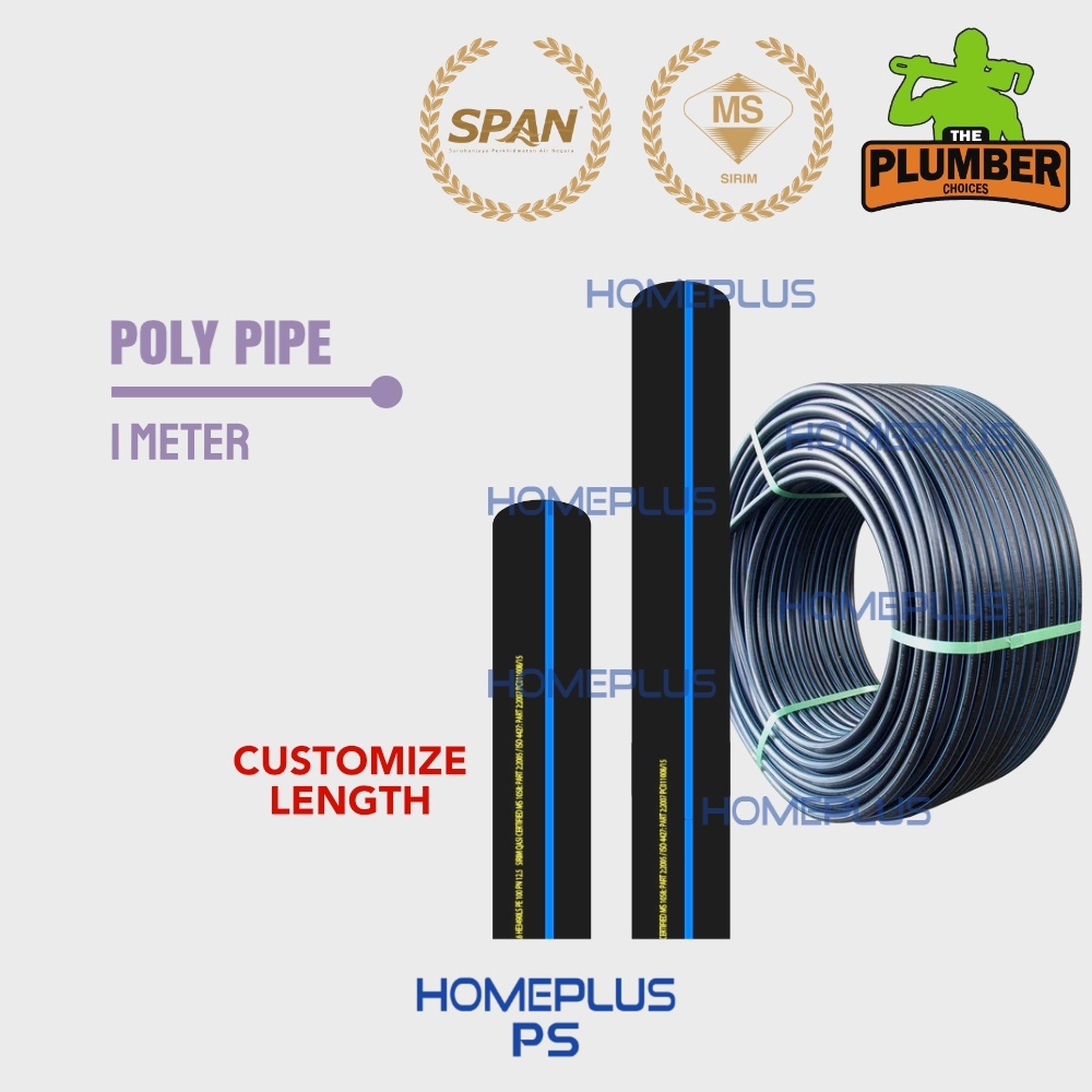 Homeplus HDPE PP Sirim Span Poly Pipe 1 Meter Roll Fittings Pipe Black ...