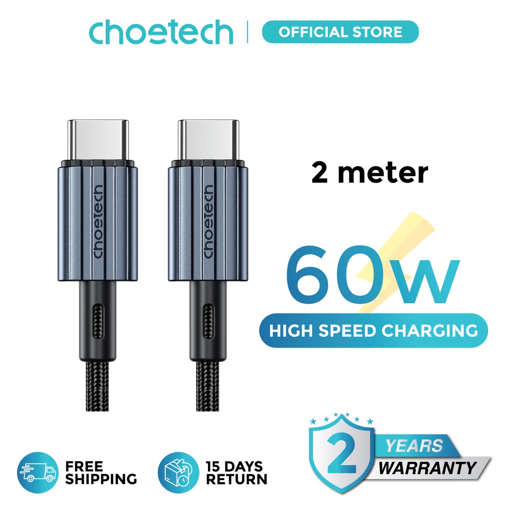 CHOETECH XCC-1015 (2M) 60W PD C to C Braid Nylon Cable - Type C Fast ...