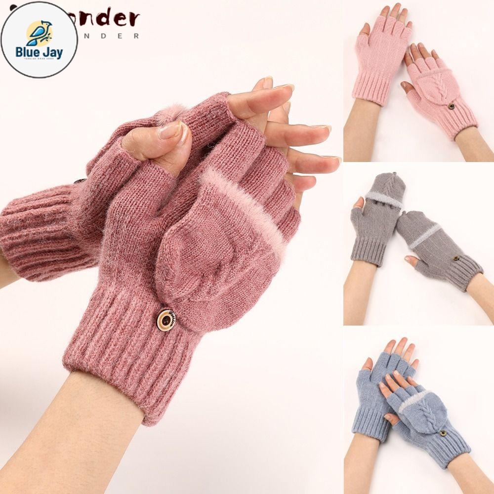 BJ Student Writing Gloves, Half Finger Knitted Flap Gloves, Casual ...