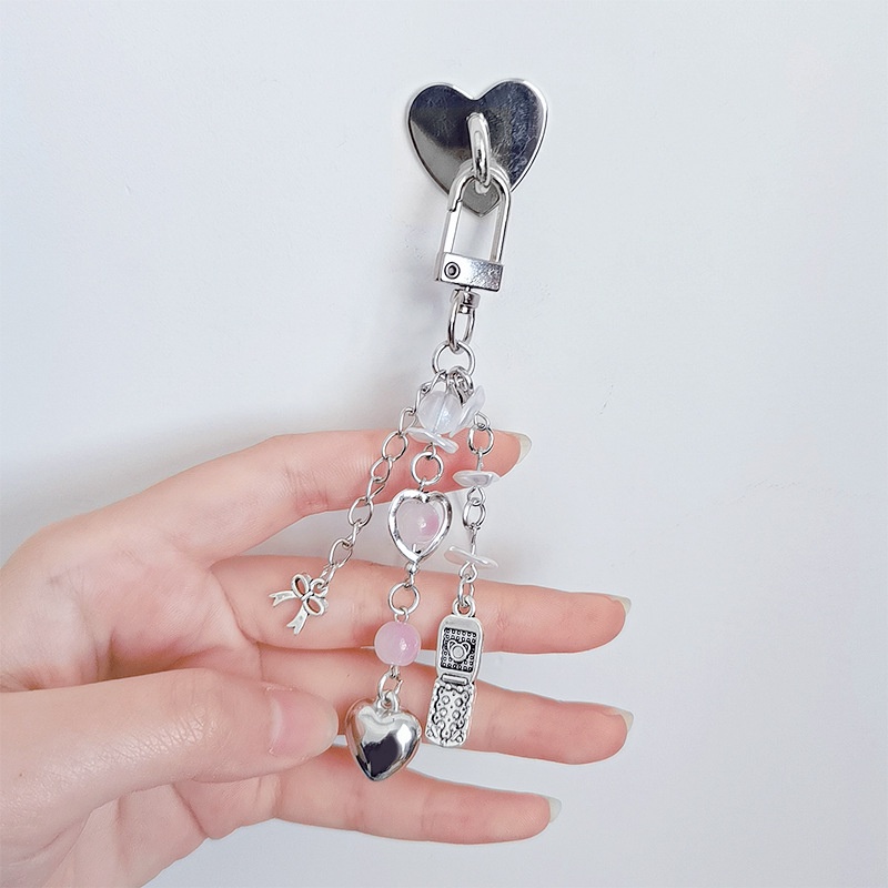 Steve Ins Silver Mini Mobile Phone Bead Pendant Y2K Bow AlbumDeco ...