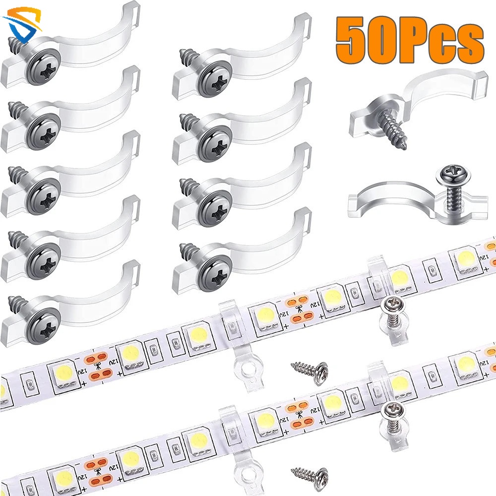 50Pcs Transparent Mounting Brackets Clip One-Side Fixing Clips with ...