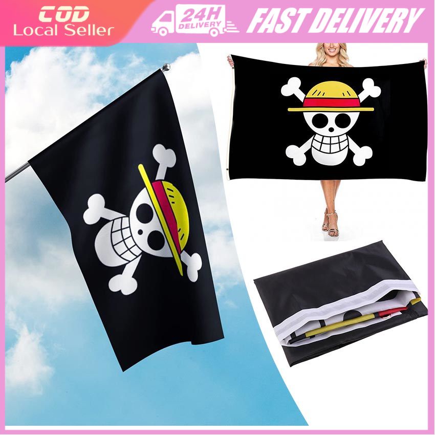 90x150CM High Quality One Piece Luffy Skull pirate Flag Home Decor ...
