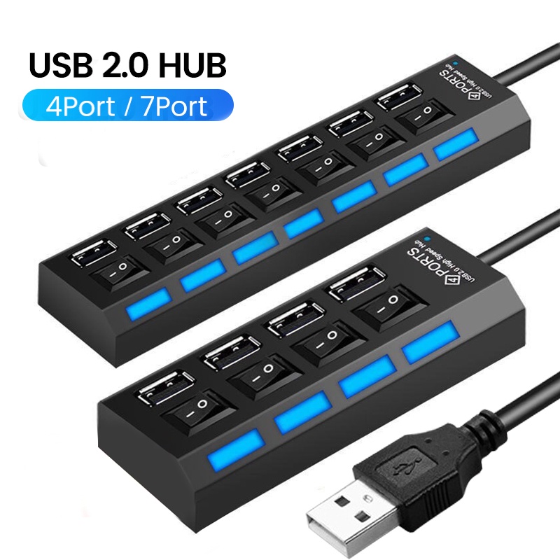 4/7 Ports USB HUB 2.0 Multiple Expander USB 2.0 Hub with Switch Multi ...