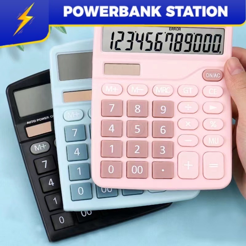 PSB_ 《 𝟭𝟮 𝗗𝗜𝗚𝗜𝗧𝗦 》Large LCD Display Calculator Dual Power Mode Electronic Calculators Office ...