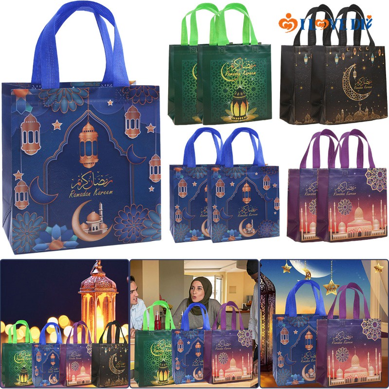 Mosque Moon Star Pattern Nonwoven Tote Bag Eid Mubarak Candy Gifts ...