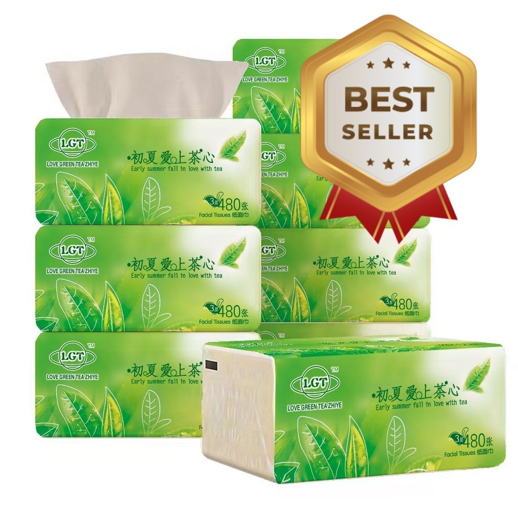 Softone Tissue 8packs Love Green Tea Tissue 4ply Organic Facial Tissue ...