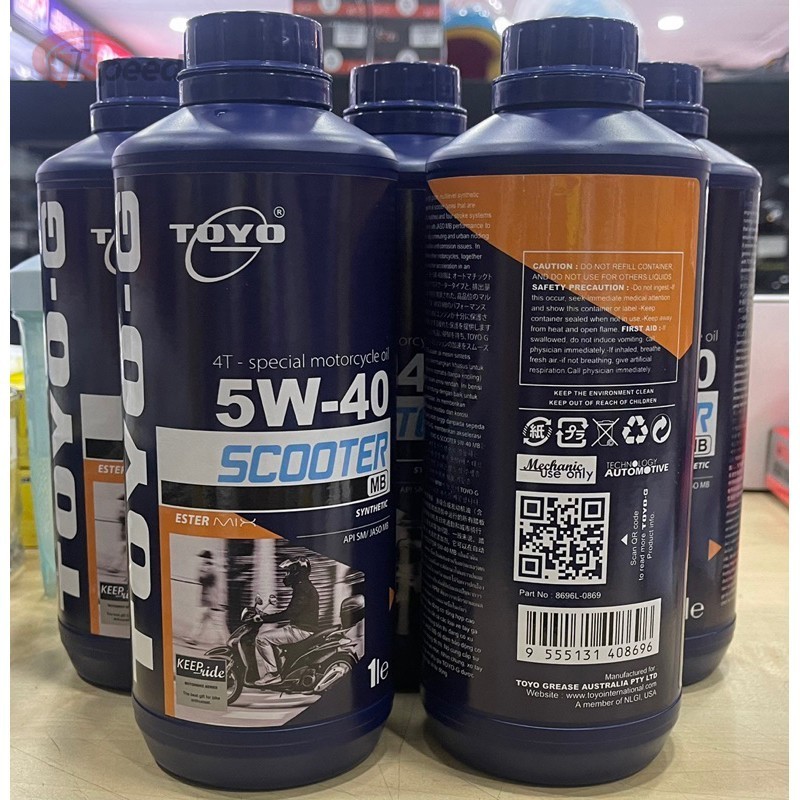 TOYO-G 5W40 SCOOTER SYNTHETIC WITH ESTER ENGINE OIL 4T OIL -1LITER ...