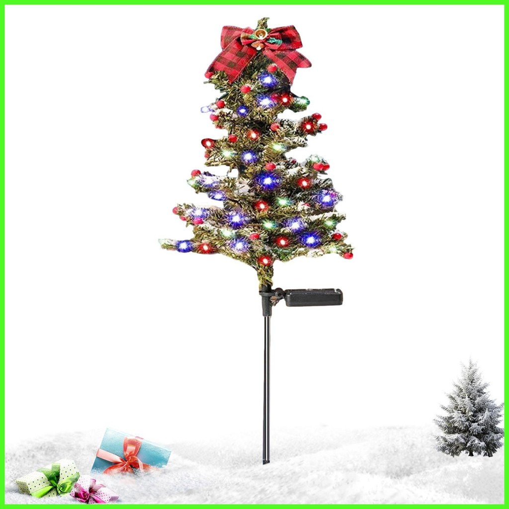 Solar Christmas Tree Multi-Color Christmas Pathway Lights LED Outdoor ...