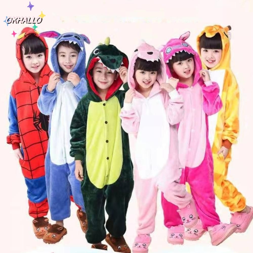 OKHALLO Cosplay Costumes, Cartoon Jumpsuit Flannel Pajamas Family ...