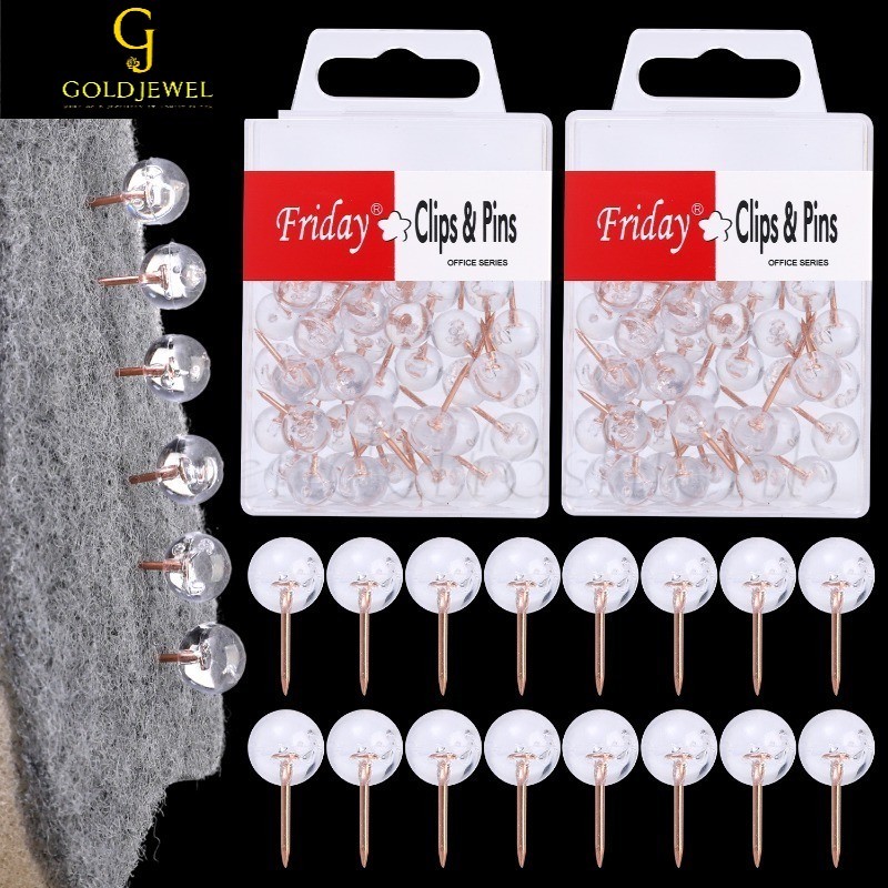[MJ] 50Pcs Transparent Ball Pins - For Wall, Cork Boards, Bulletin ...