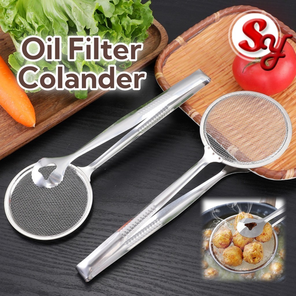 Stainless Steel Frying Clip Oil Filter Colander Kitchen Snack Strainer ...