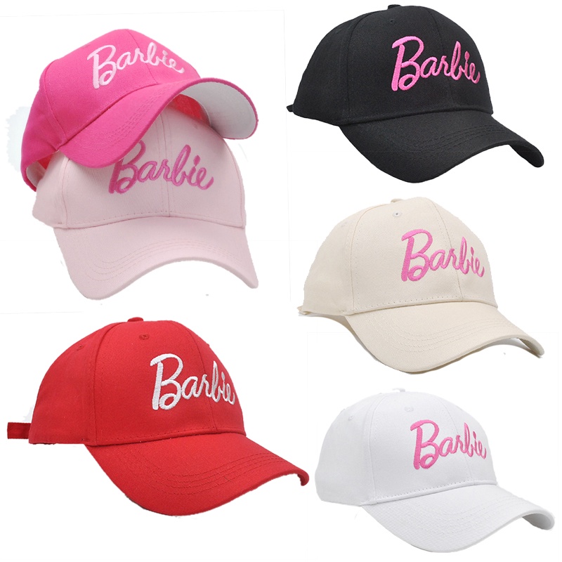 Outdoor Shading Barbie Pink Baseball Caps Curved Brim Embroidery Letter ...
