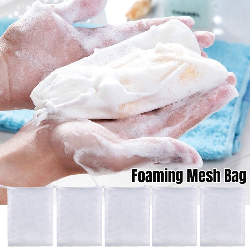 Facial Cleanser Soap Drawstring Foaming Mesh Bags / Exfoliating Body ...