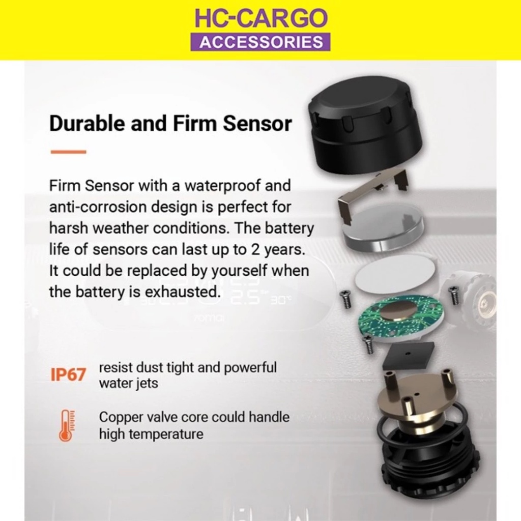 HC Cargo TPMS Bluetooth 4.0 Universal Tyre Pressure Monitoring System ...