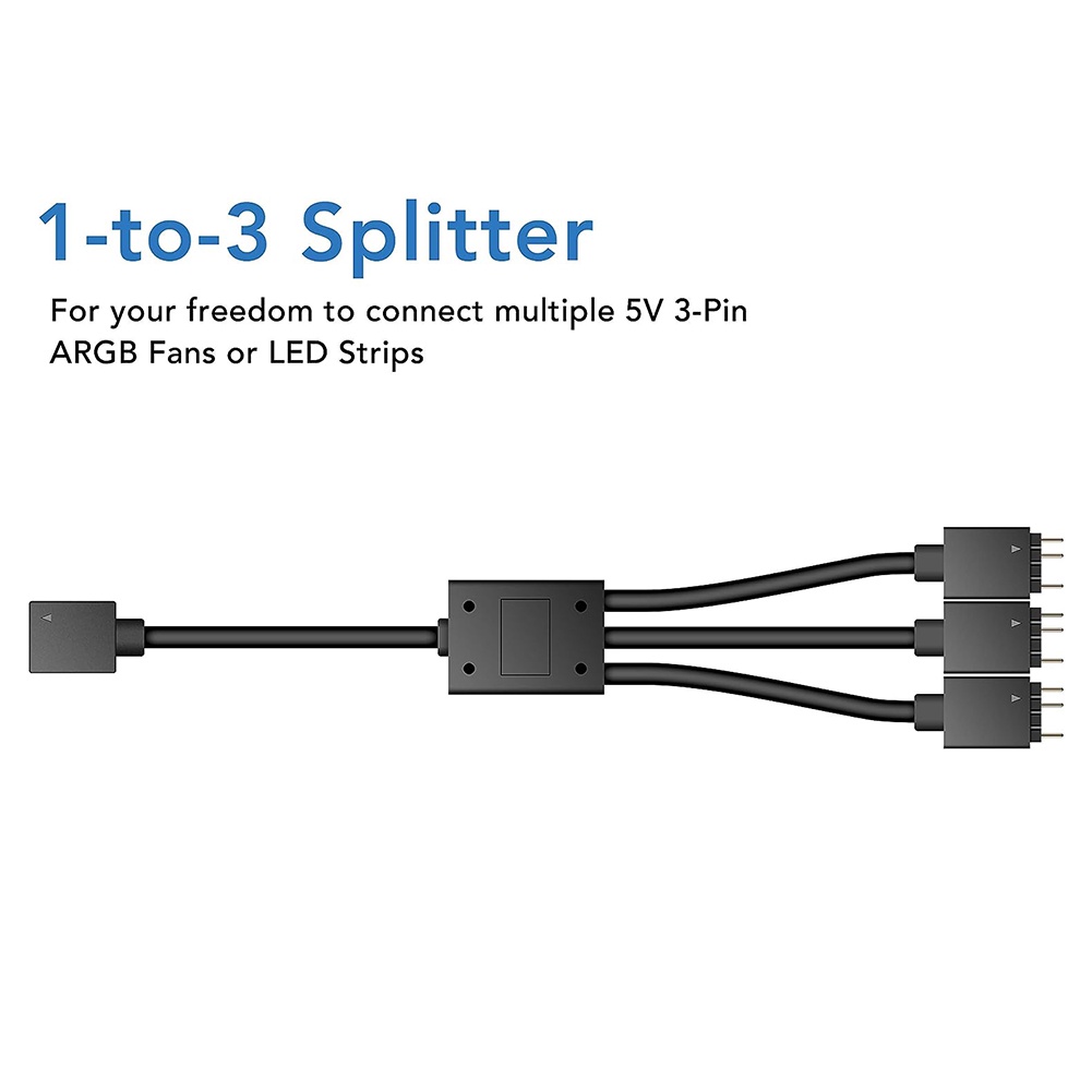 3-pin to 4-Pin ARGB Light Fan Converter, with 3-Channel Splitter 5V/3-Pin ADD-RGB to 12V/4-Pin ...