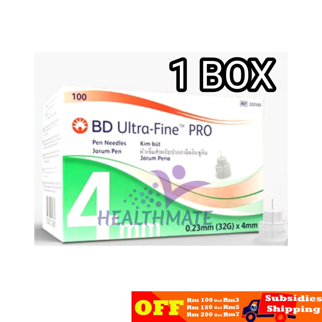 BD Ultra-Fine™ PRO 4mm X (32G)0,23MM Insulin Pen Needles (100'S) 1 BOX ...