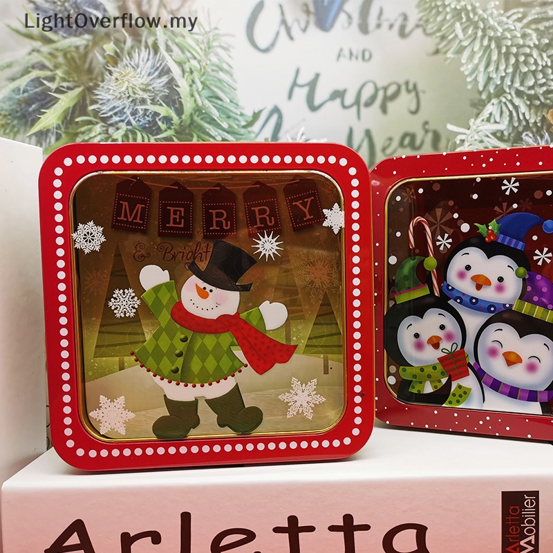[LightOverflow] Christmas Tin Box Skylight Tinplate Box With Lid ...
